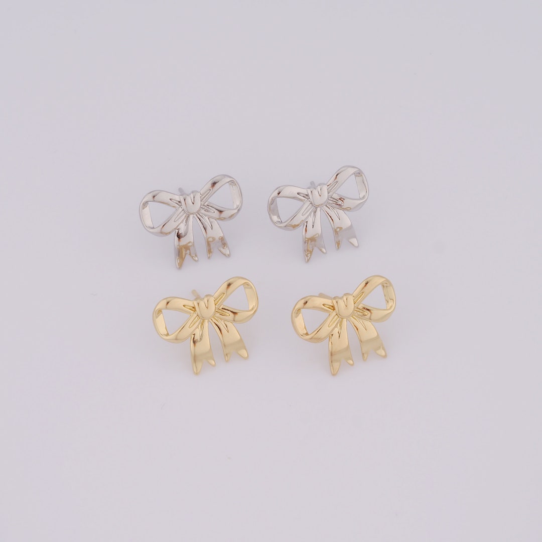 Gold Bow Stud Earrings,18k Gold Filled Bow Stud Earrings,bow Stud ...