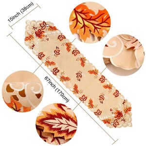 15 X 67 Inch Embroidered Maple Leaves Table Runner Handmade - Etsy
