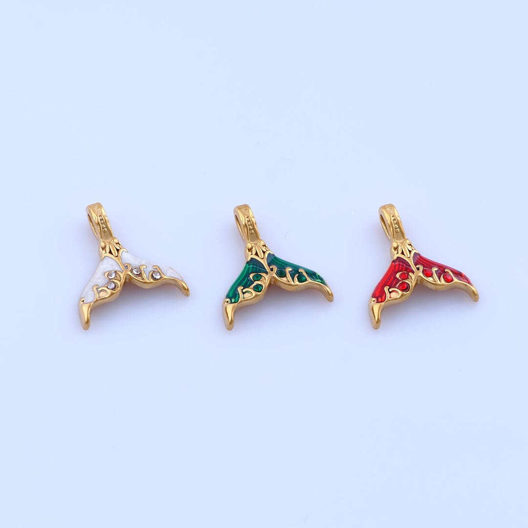 Steel Fishtail Pendant,enamel Fishtail Charms,stainless Steel CZ ...