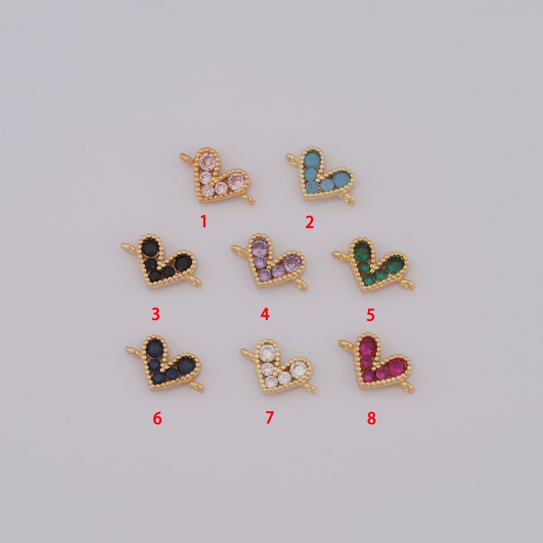 Zirconia Heart Connector, 18K Gold Filled Heart Connector,heart ...