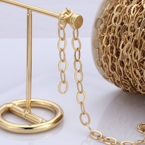 Golden Paper Clip Chains, 18K Gold Filled Oval Twisted Chains，three ...