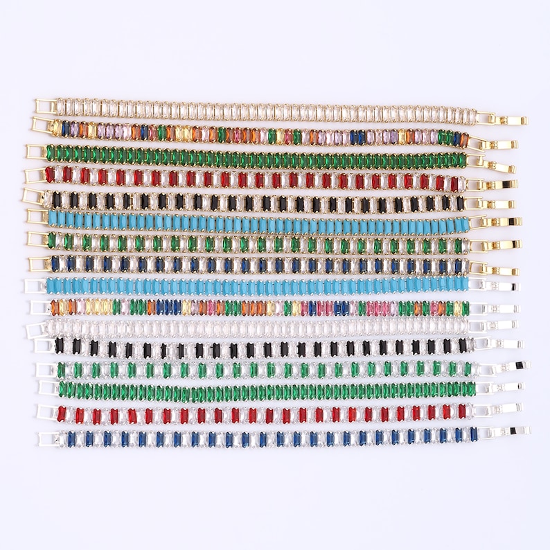 Micro Pave Zirconia Square Bracelet, 18K Gold Tennis Bracelet,filled ...