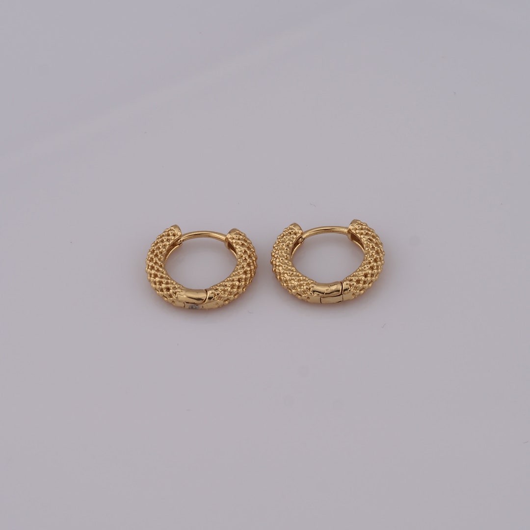 Gold Grid Earrings, 18K Gold Filled Round Earrings, Stylish Earrings ...