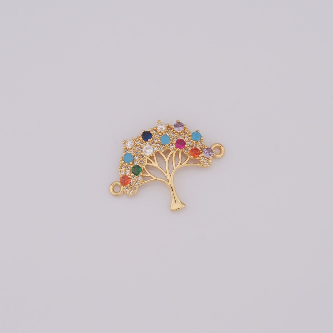 Zirconia Tree of Life Connector, 18K Gold Filled Tree Connector,tree ...