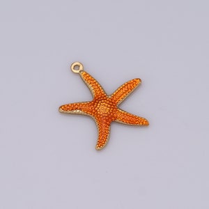 Enamel Starfish Pendant, 18K Gold Filled Ocean Charms, DIY Jewelry Making Findings，21.8x20.6x2 ...