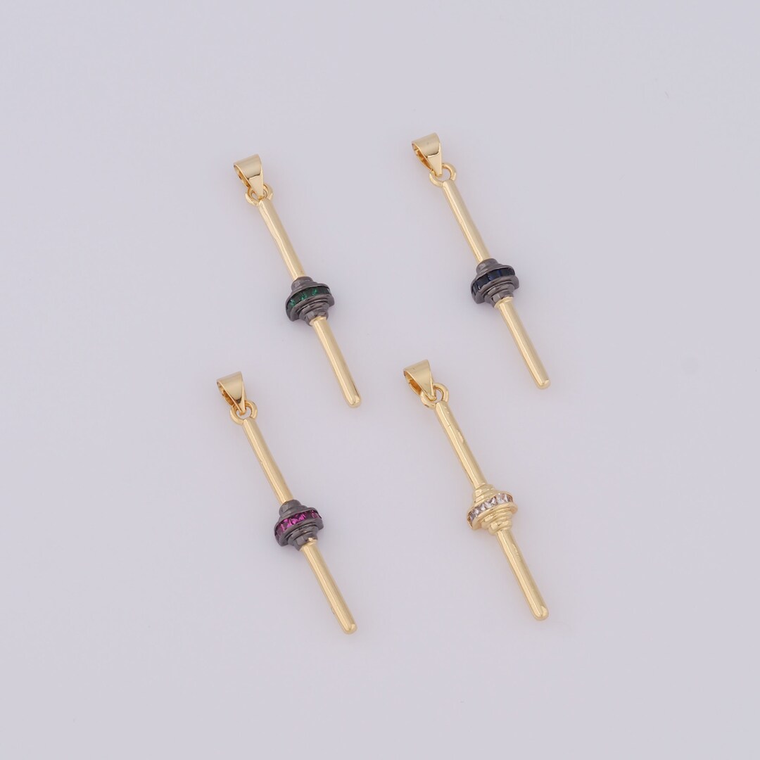 Zircon Gold Stick Pendant, 18K Gold Filled Stick Charms,bar Charms DIY ...