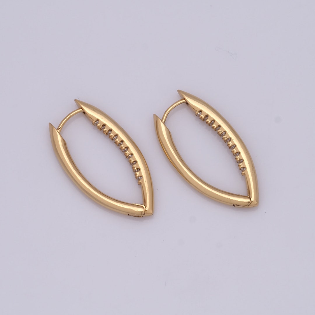 Micropave Zirconia V-shaped Earrings, 18K Gold Filled Minimalist ...