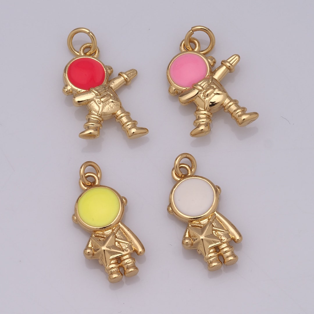 Enamel Gold Spaceman Pendant,18k Gold Filled Astronaut Charms,diy ...
