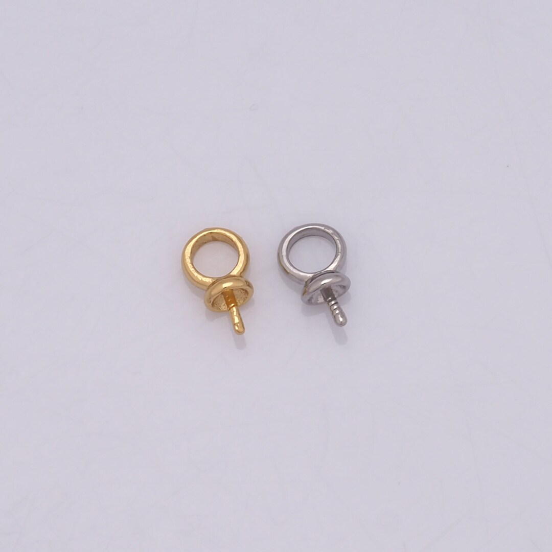 10 Pcs,silver Pin Bracket Cap,18k Gold Filled Bead Cap Lifting Ring,diy ...