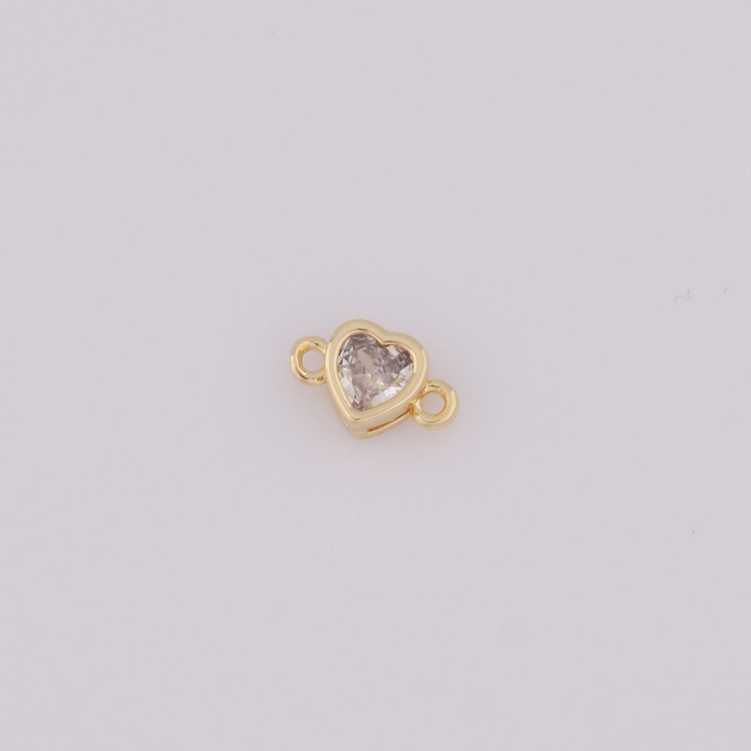 5 Pcs Gold CZ Heart Connector, 18K Gold Filled Heart Connector,heart ...