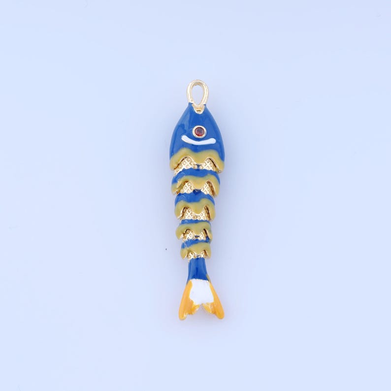 Enamel Fish Pendant, 18K Gold Filled Marine Life Charms,fish Charms ...