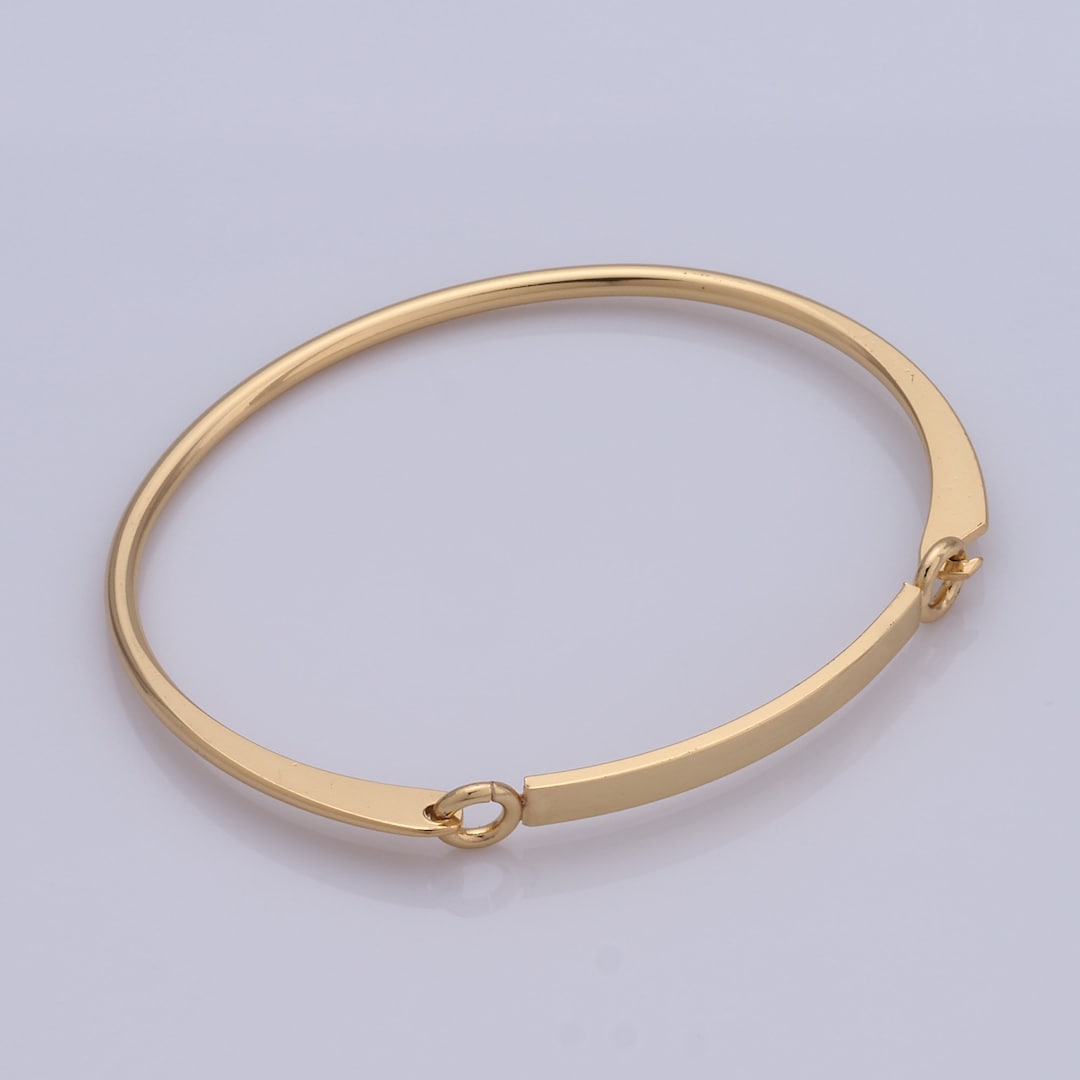 Gold Open Bangle, 18K Gold Filled Clasp Bangle, Stretch Bangle, Gift ...