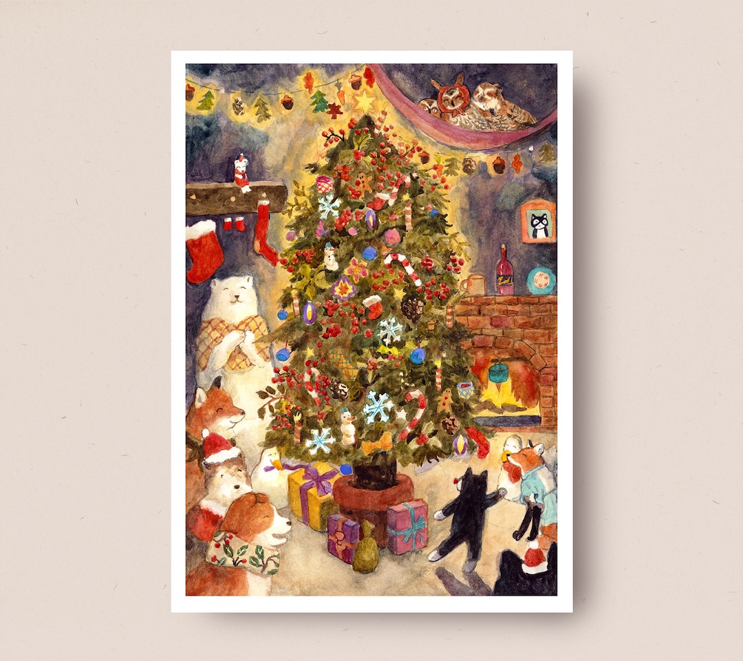 Merry Christmas Postcards Small Gift Greeting Cards - Etsy UK