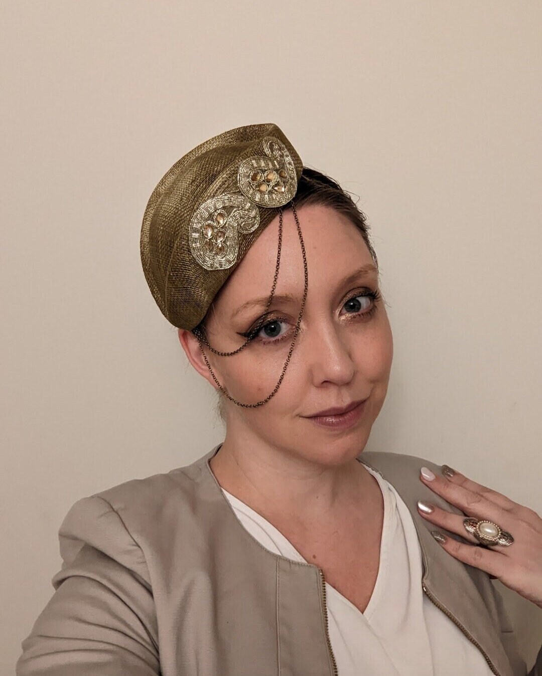 Olive Rockabilly Hat With Chain Detail - Etsy