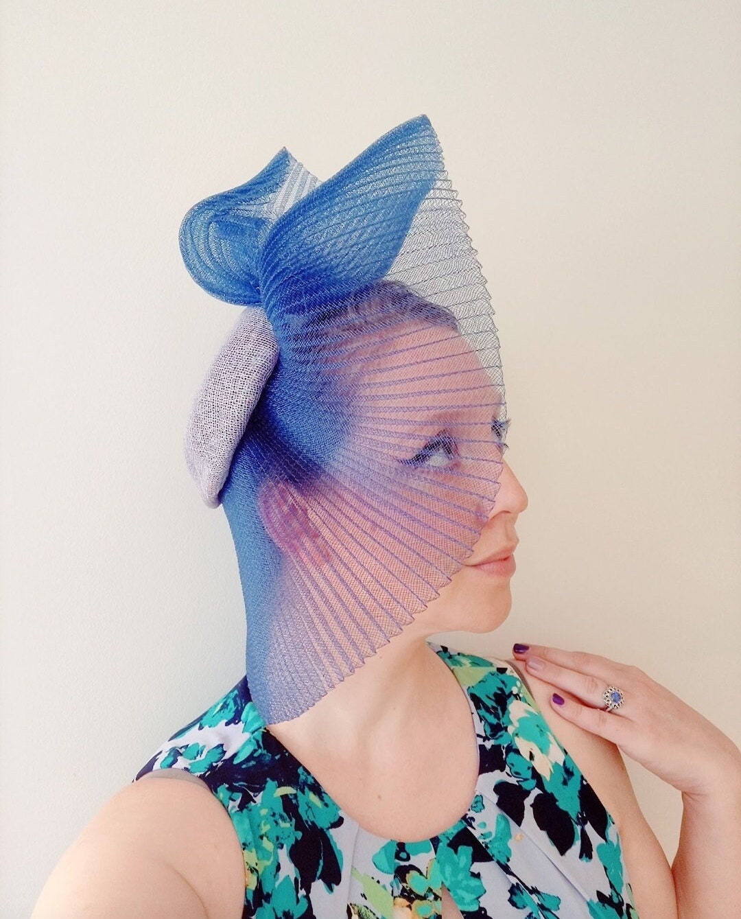 Modern Lilac and Blue Fascinator Hat - Etsy