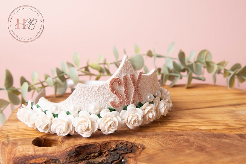 Custom Birthday Tiara Princess Crown Floral Tiara Birthday Crown White ...