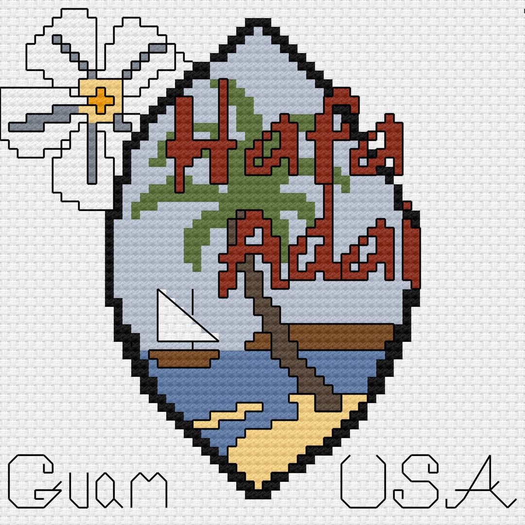 Guam Cross Stitch Pattern Set I Hafa Adai I Guam I Guam Cross Stitch ...