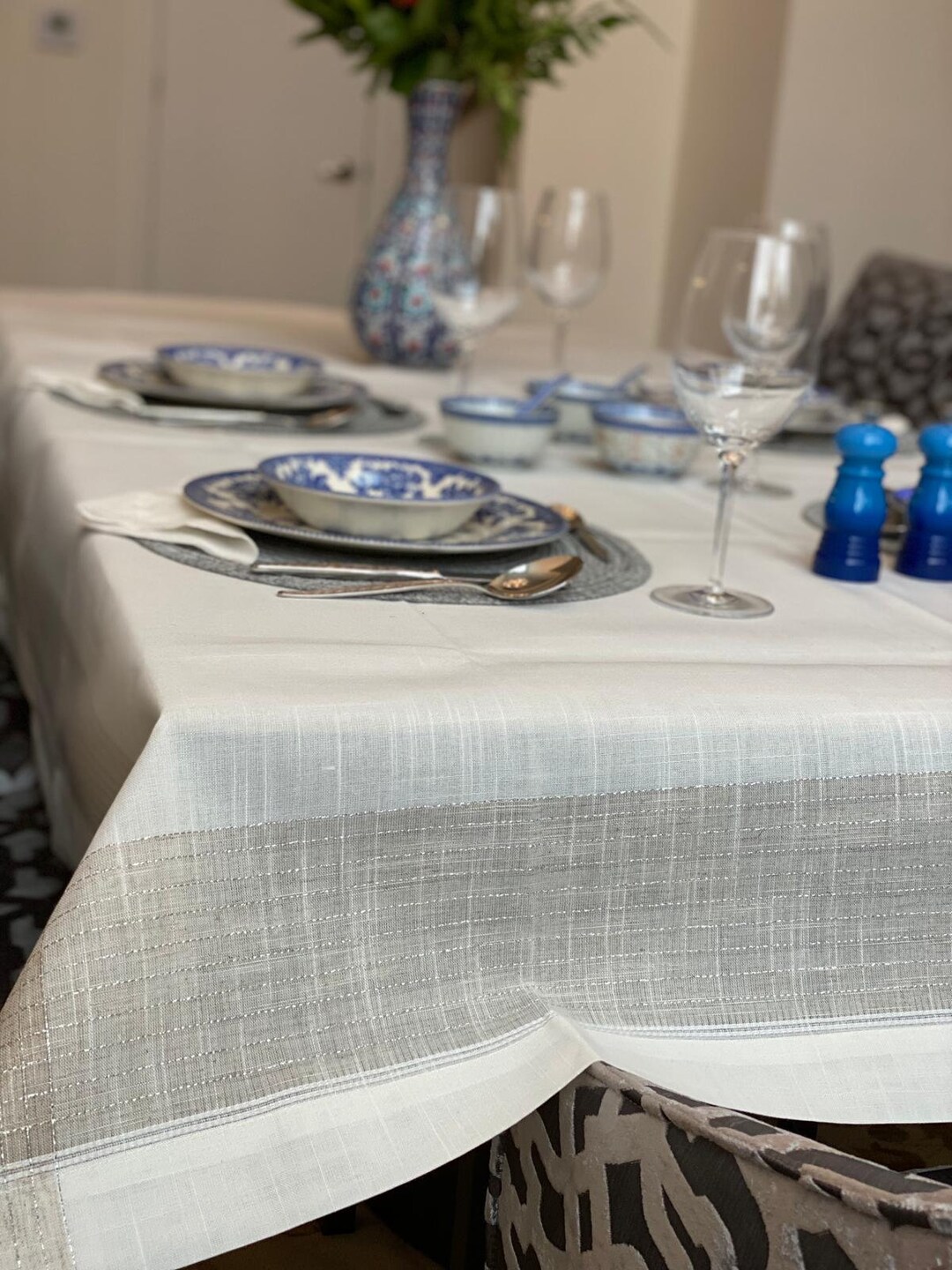 Linen Tablecloth in Various Colors With Runner. Handmade. Stain ...