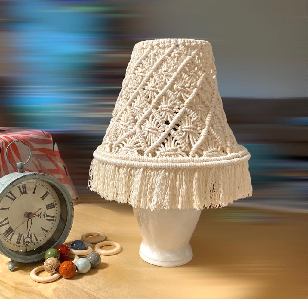 Macrame Handmade Lampshade Desk Lamp Boho Macrame Lampshade | Etsy