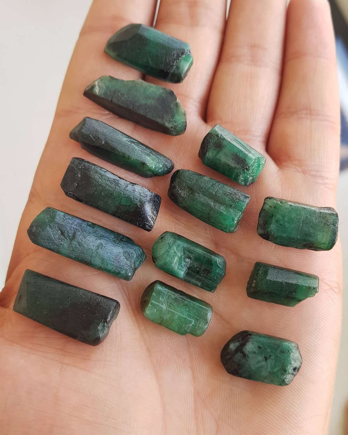 Rough emerald stone Natural emerald tube shaped Brazilian | Etsy