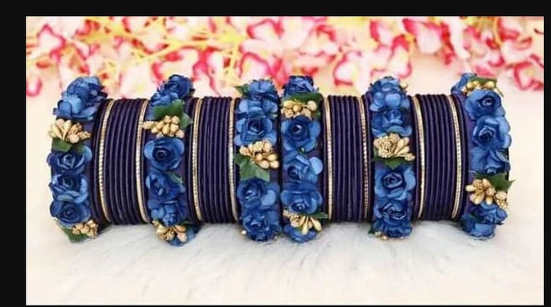 Handmade Silk Thread Artificial Paper Flower 46 Bangles Lovely Gift for ...