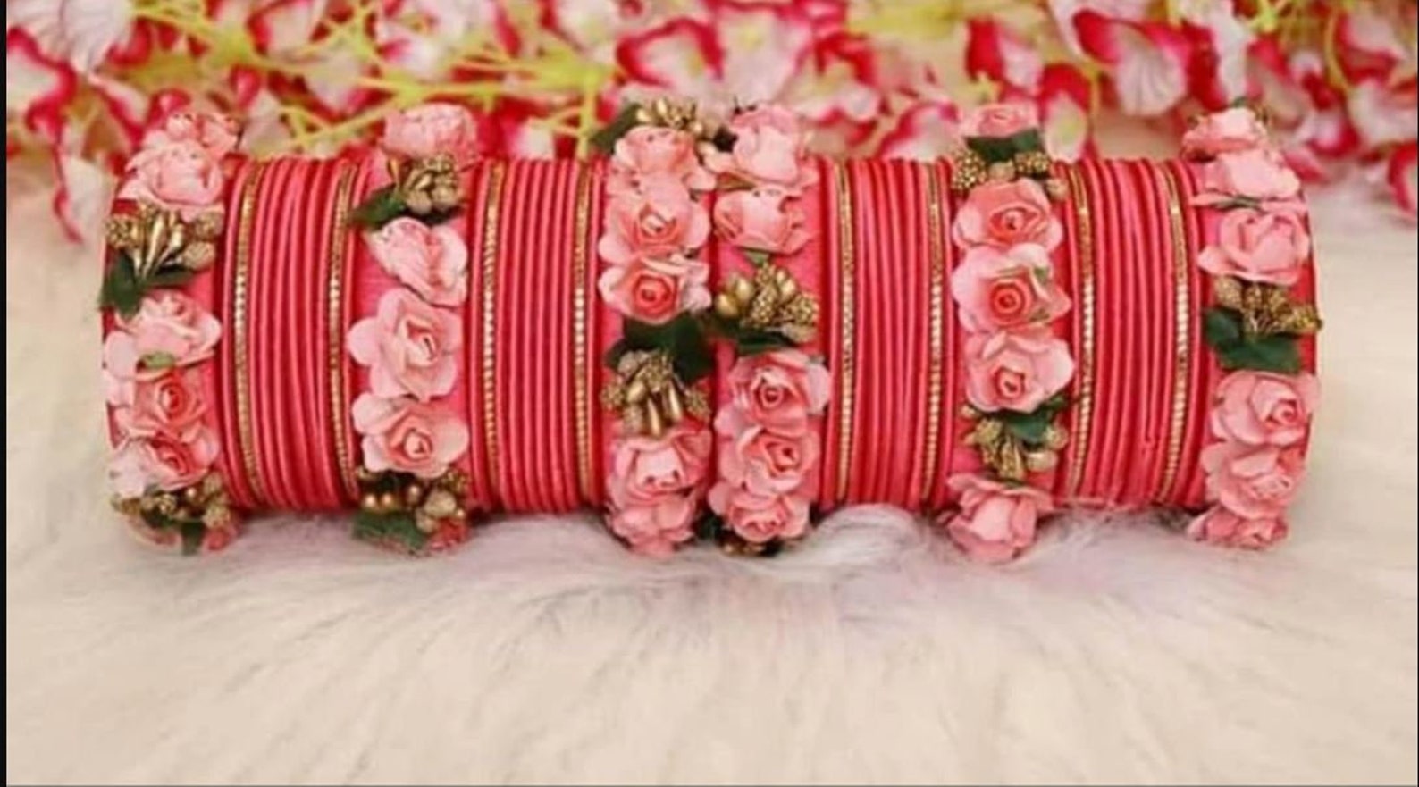 Handmade Silk Thread Artificial Paper Flower 46 Bangles Lovely Gift for ...