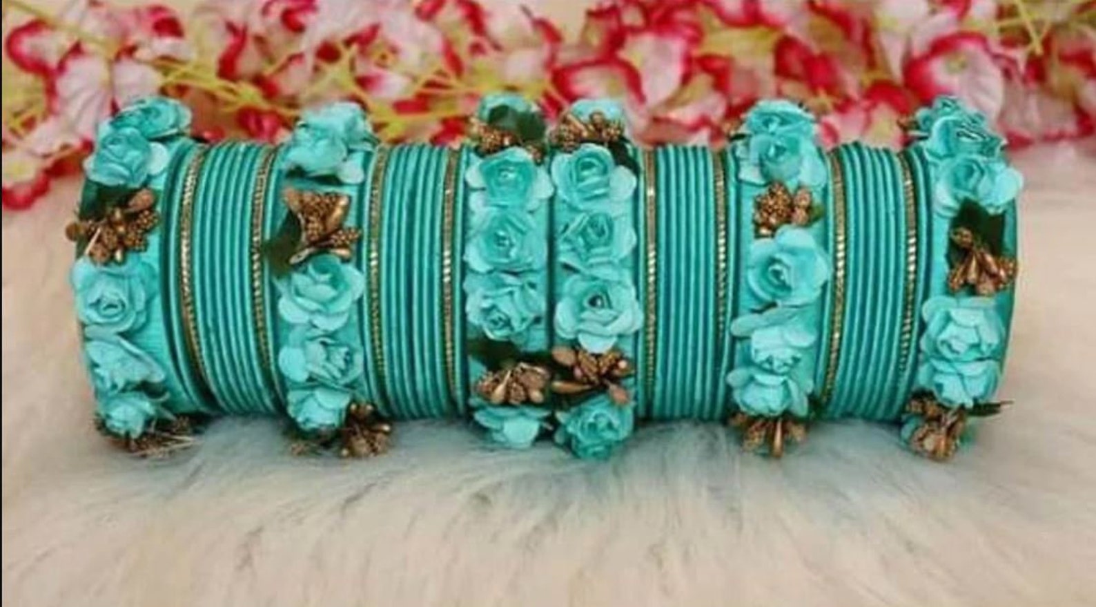 Handmade Silk Thread Artificial Paper Flower 46 Bangles Lovely Gift for ...