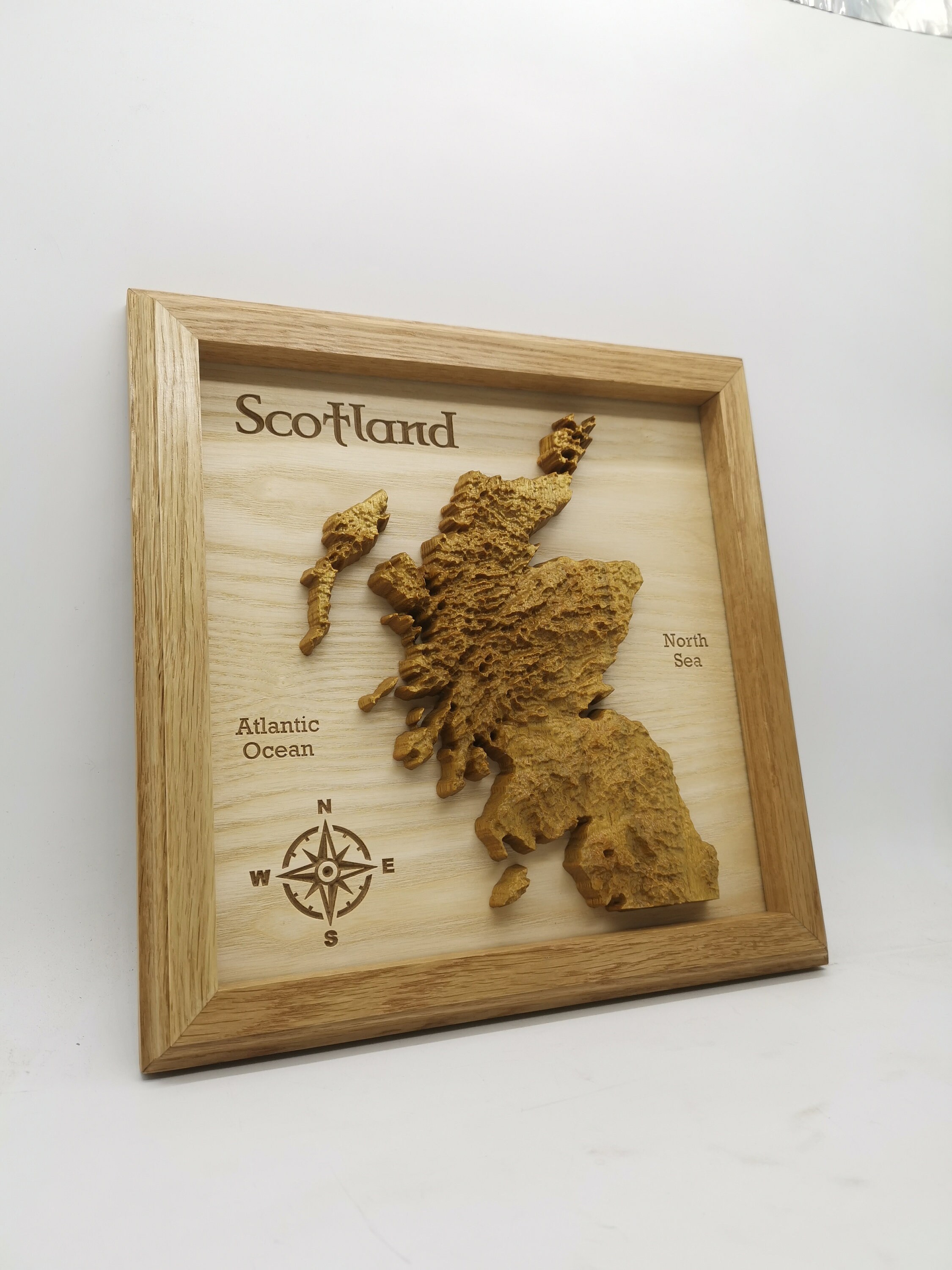 Topographic Scotland Map. Solid Carved Wood. Handmade Frame Scottish ...