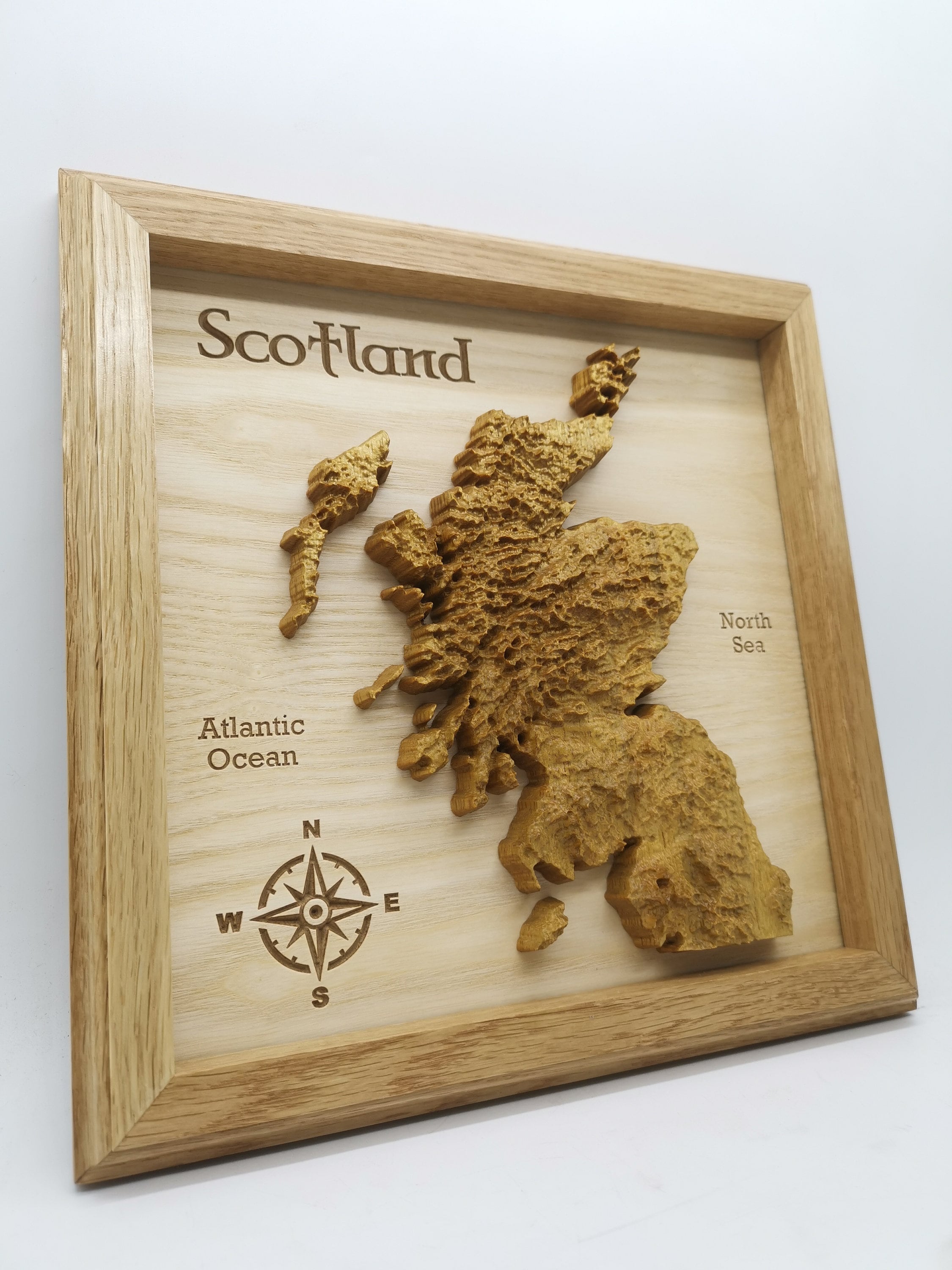 Topographic Scotland Map. Solid Carved Wood. Handmade Frame Scottish ...