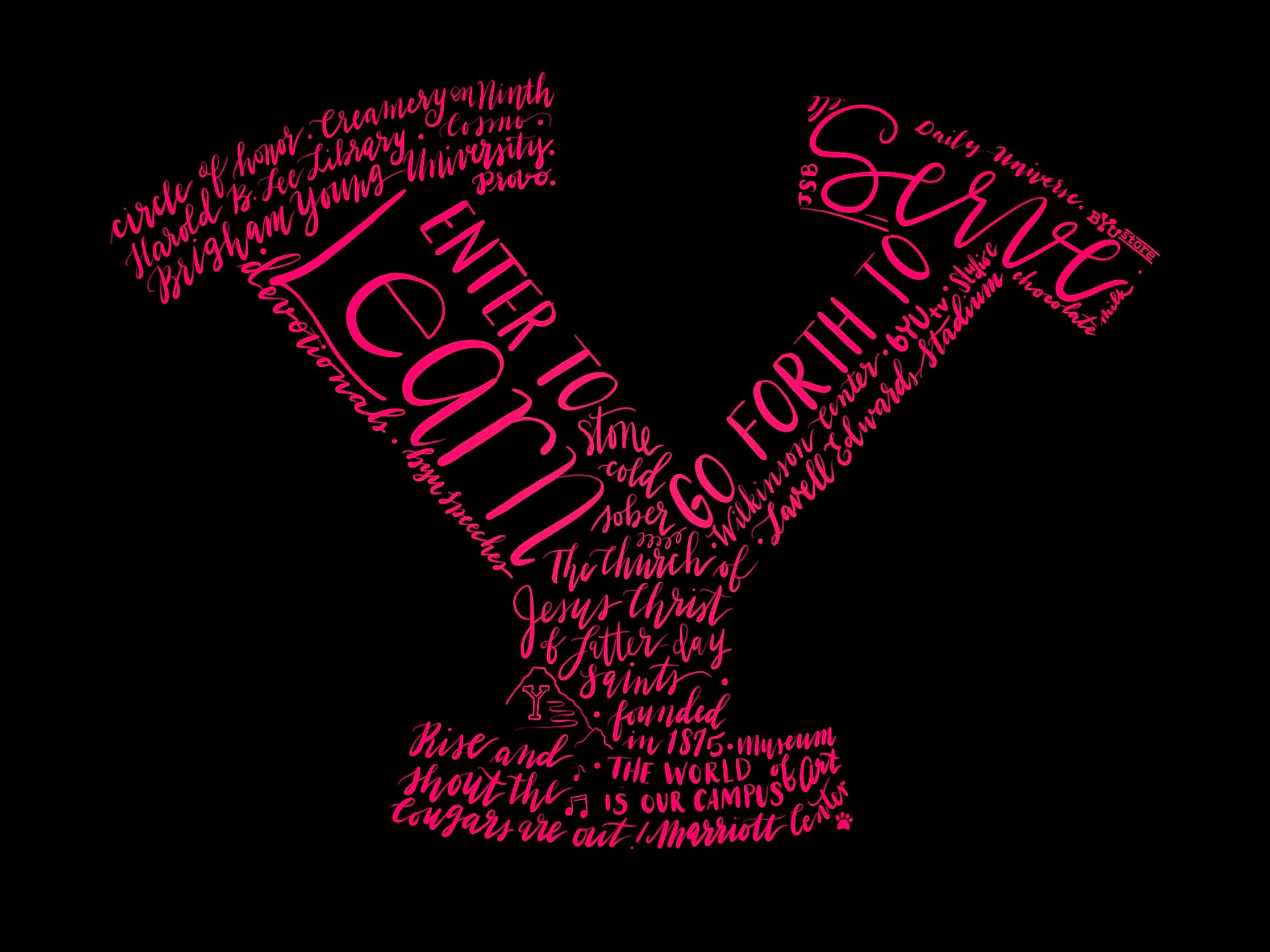 BYU Retro Logo Hand-lettered Calligraphy - Etsy