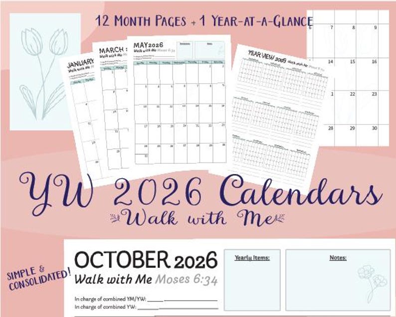 Young Women Presidency Calendars 2026 Walk With Me - Etsy