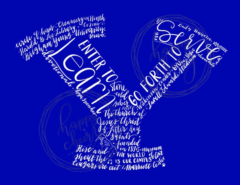 BYU Retro Logo Hand-lettered Calligraphy - Etsy