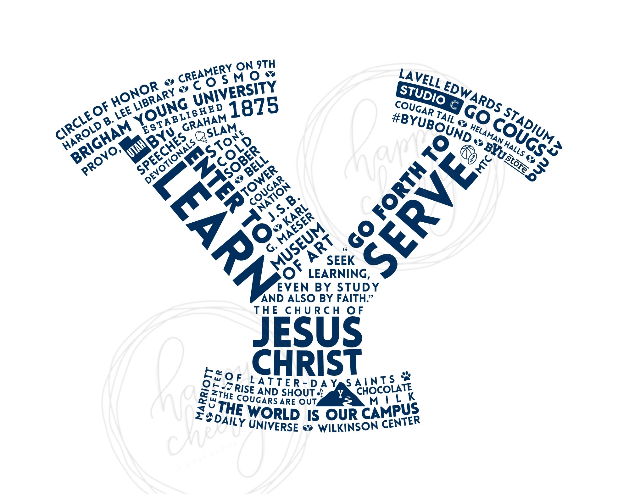 BYU Retro Logo Word Art - Etsy