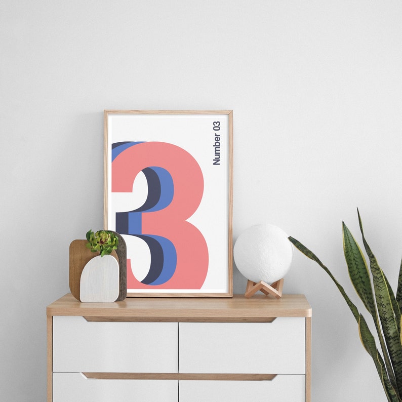 Number 3 Poster, March Calendar, Digital Print, Instant Download ...