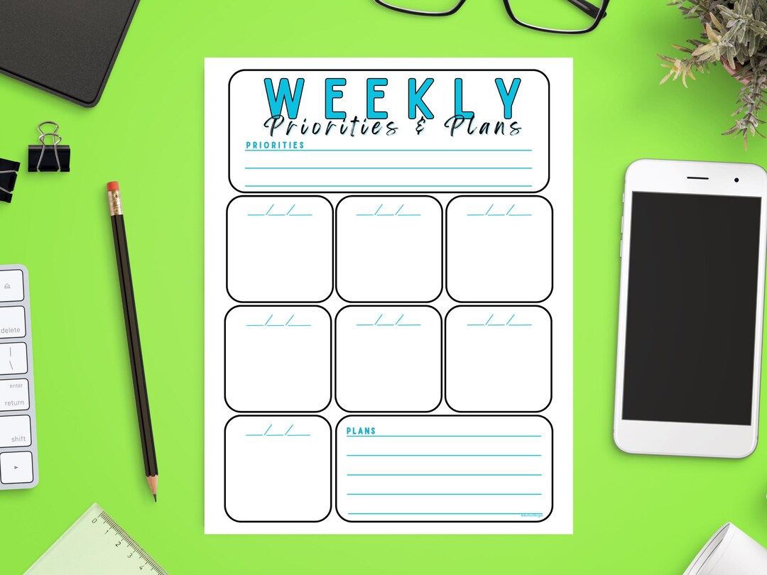 Teal Weekly Planner Printable | Undated Organizer (PDF Download 8.5x11 ...