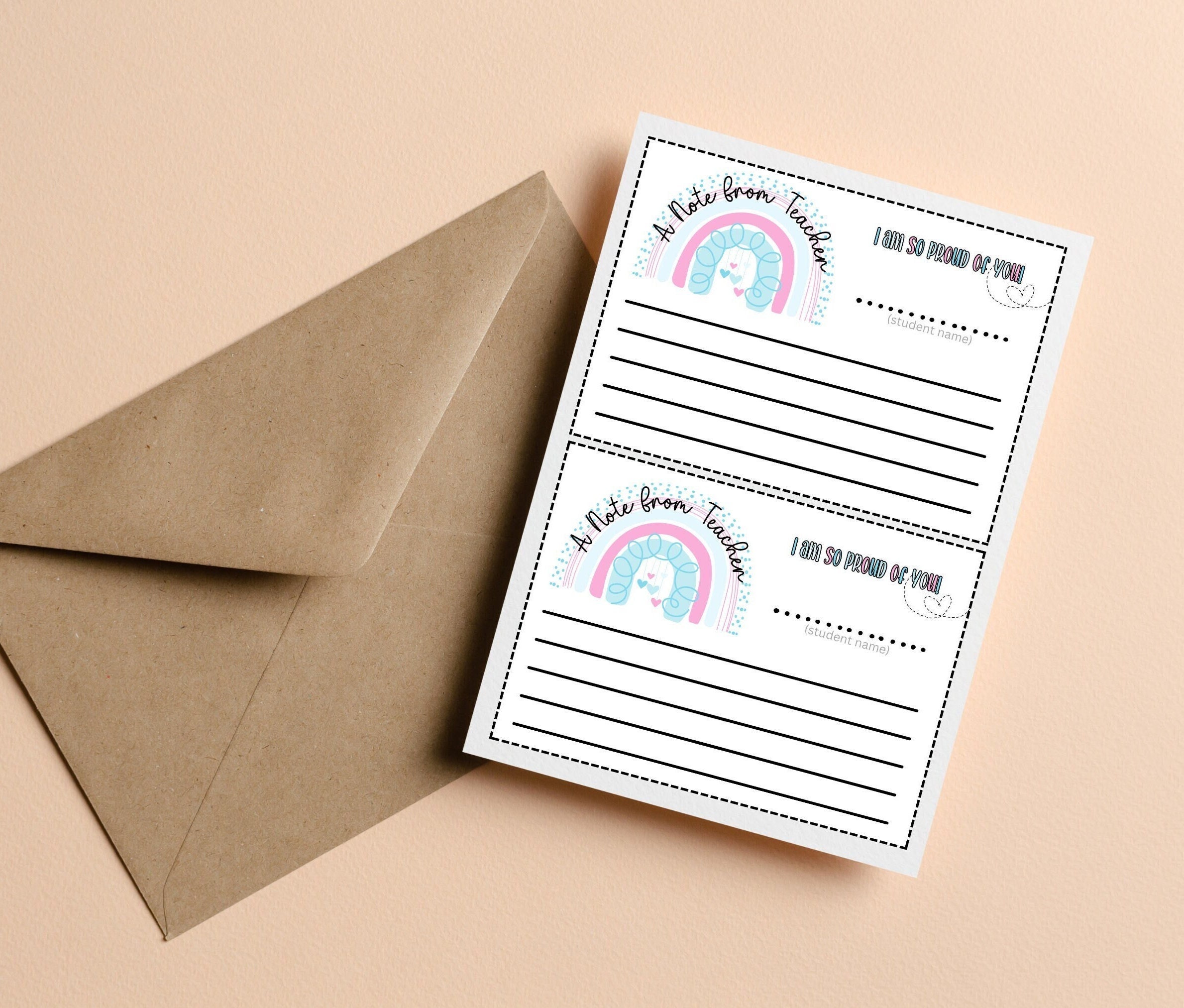 Colorful Boho Rainbow Note From Teacher Teacher Mail Parent Teacher ...