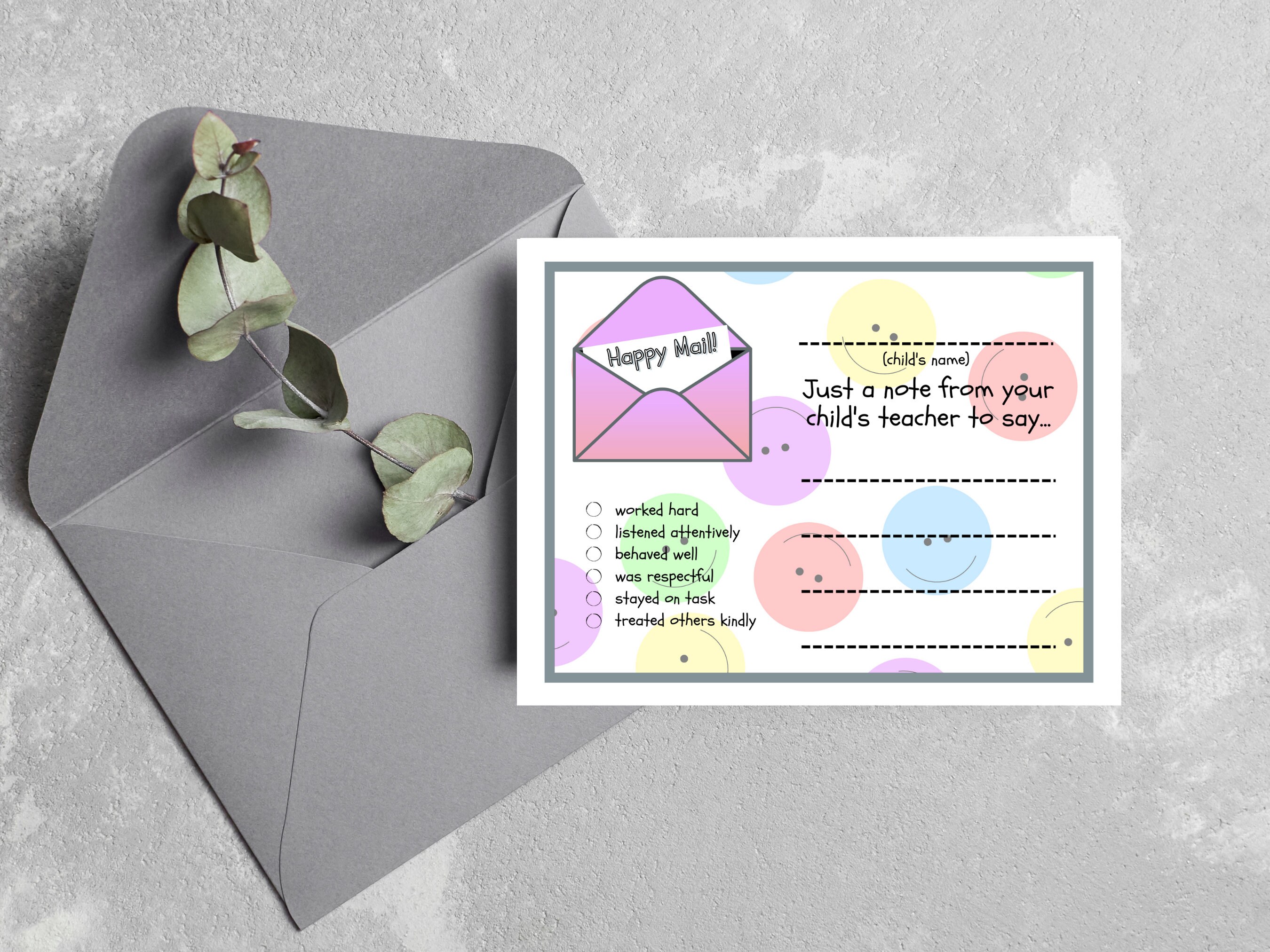 Printable Note From Teacher Smiley Polka-dot Teacher Mail Parent ...