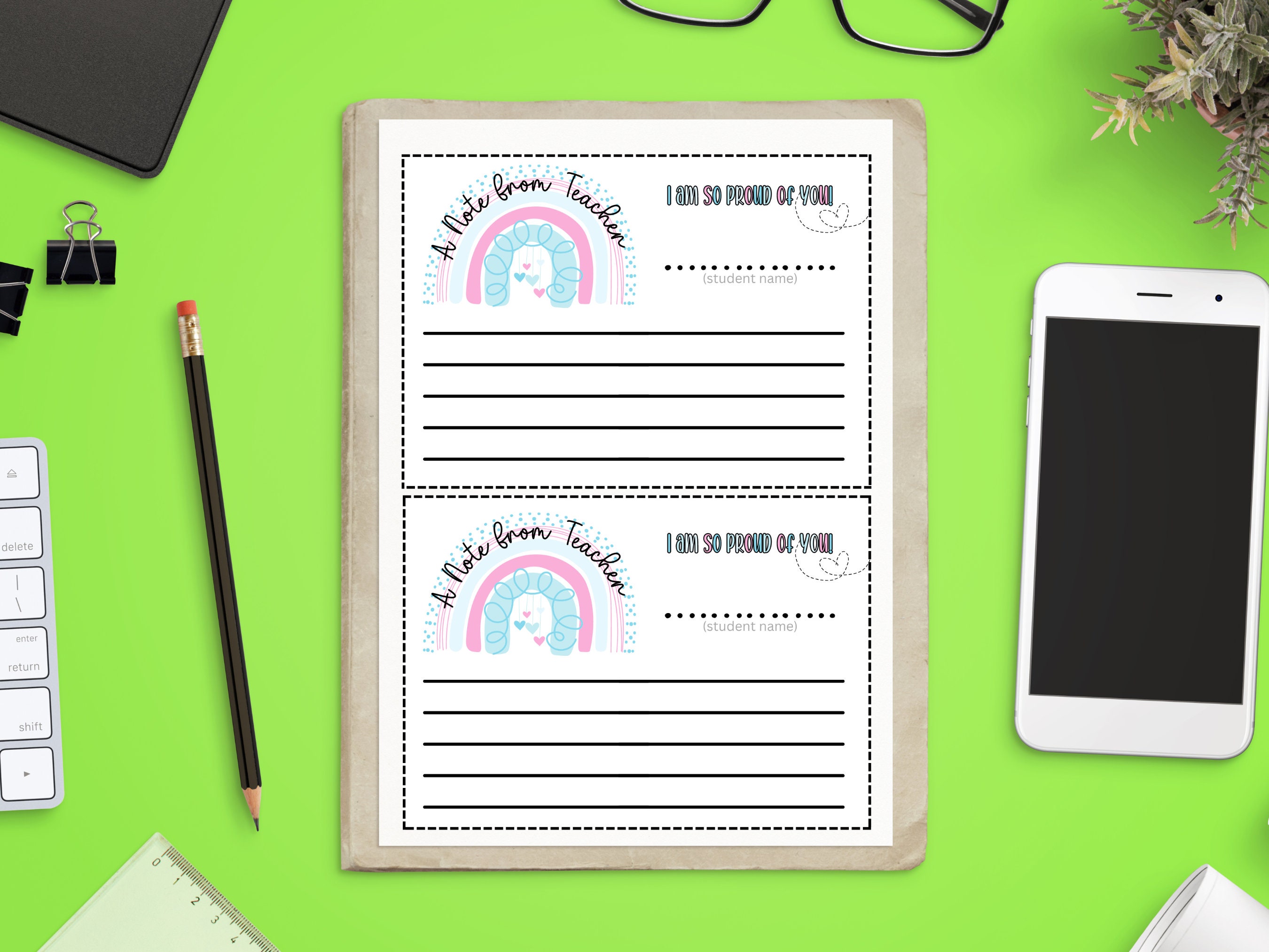 Colorful Boho Rainbow Note From Teacher Teacher Mail Parent Teacher ...