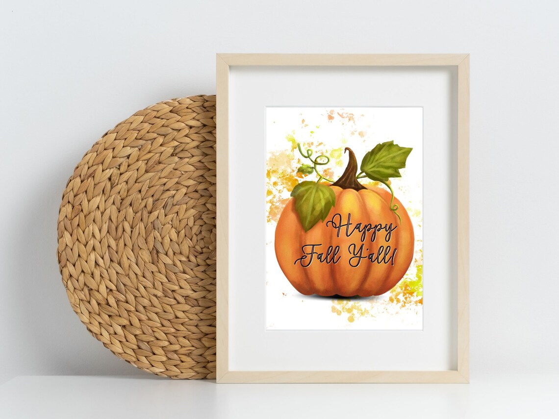 Happy Fall Y'all Wall Art Printable Fall Wall Art Fall Decor Gallery ...