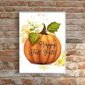 Happy Fall Y'all Wall Art Printable | Fall Wall Art | Fall Decor ...