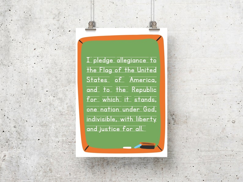 Pledge of Allegiance School Decor Wall Art Printable - Etsy