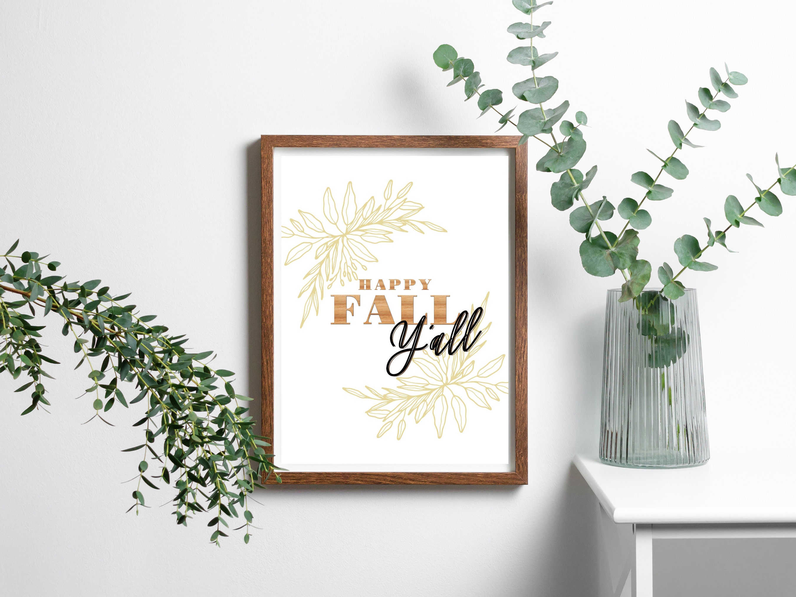 Happy Fall Yall Wall Art Printable Fall Wall Art Autumn - Etsy