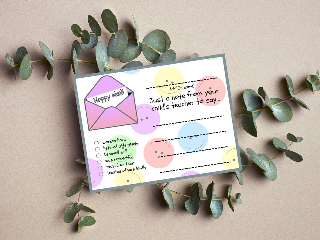 Printable Note From Teacher | Smiley Polka-dot Teacher Mail | Parent ...