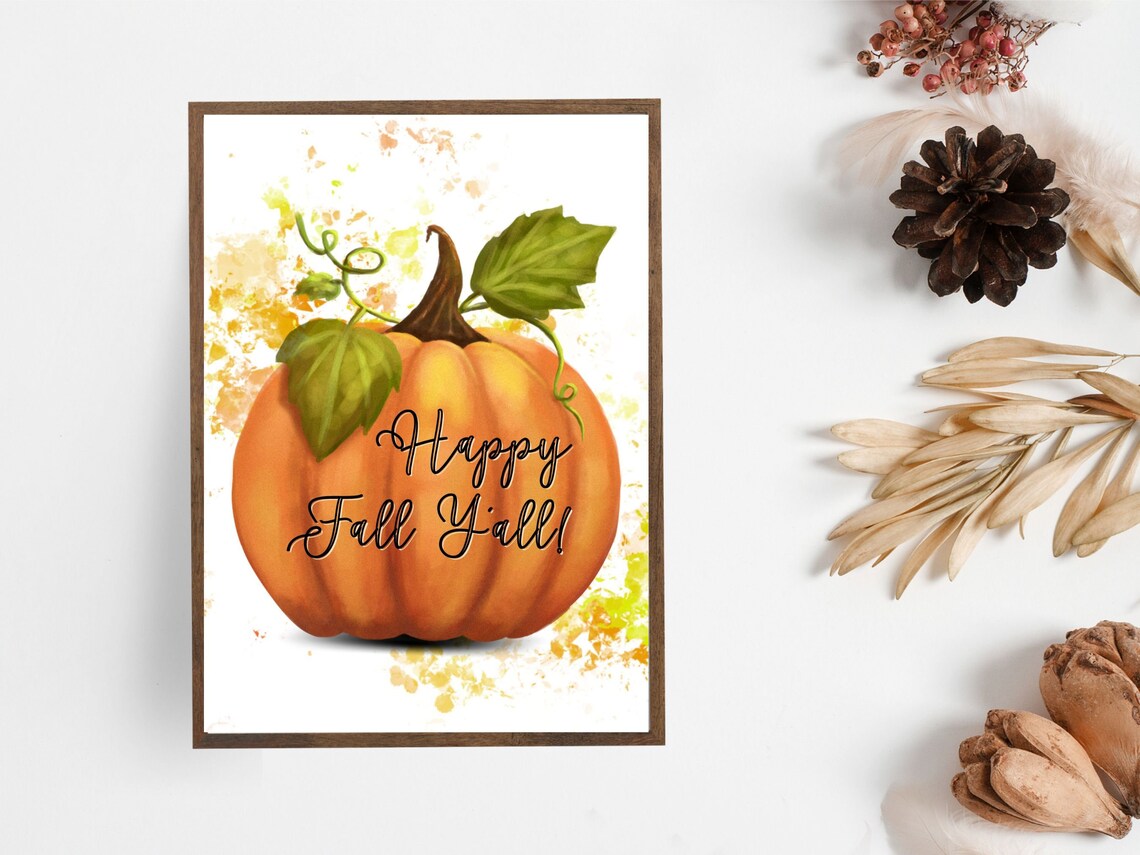Happy Fall Y'all Wall Art Printable Fall Wall Art Fall Decor Gallery ...