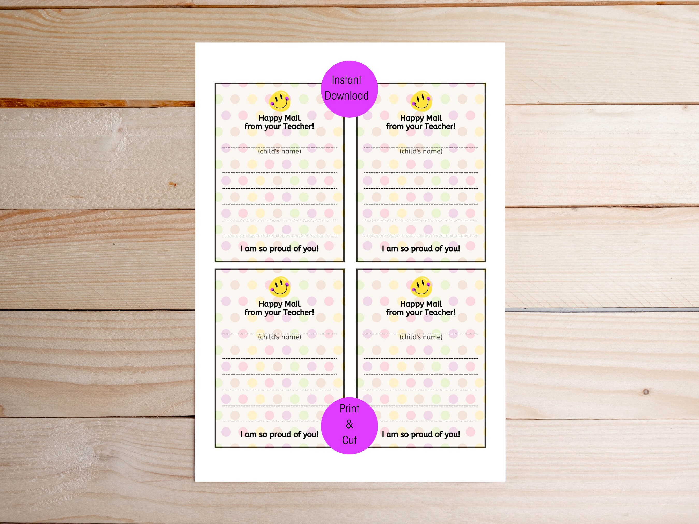 Printable Teacher Note: Happy Mail Postcard (digital Download) - Etsy