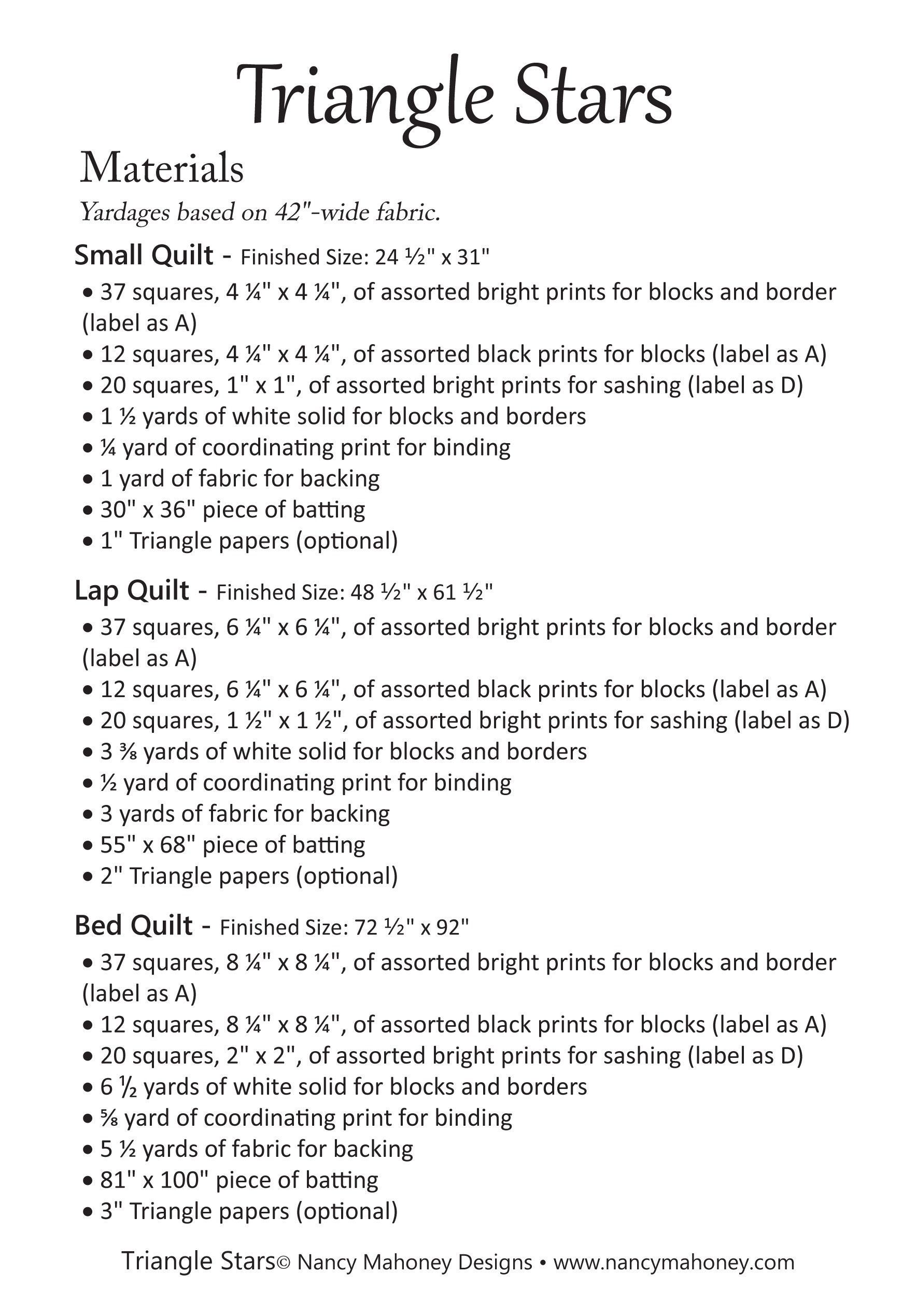 Triangle Stars Quilt Pattern (PDF Digital Download) - Etsy