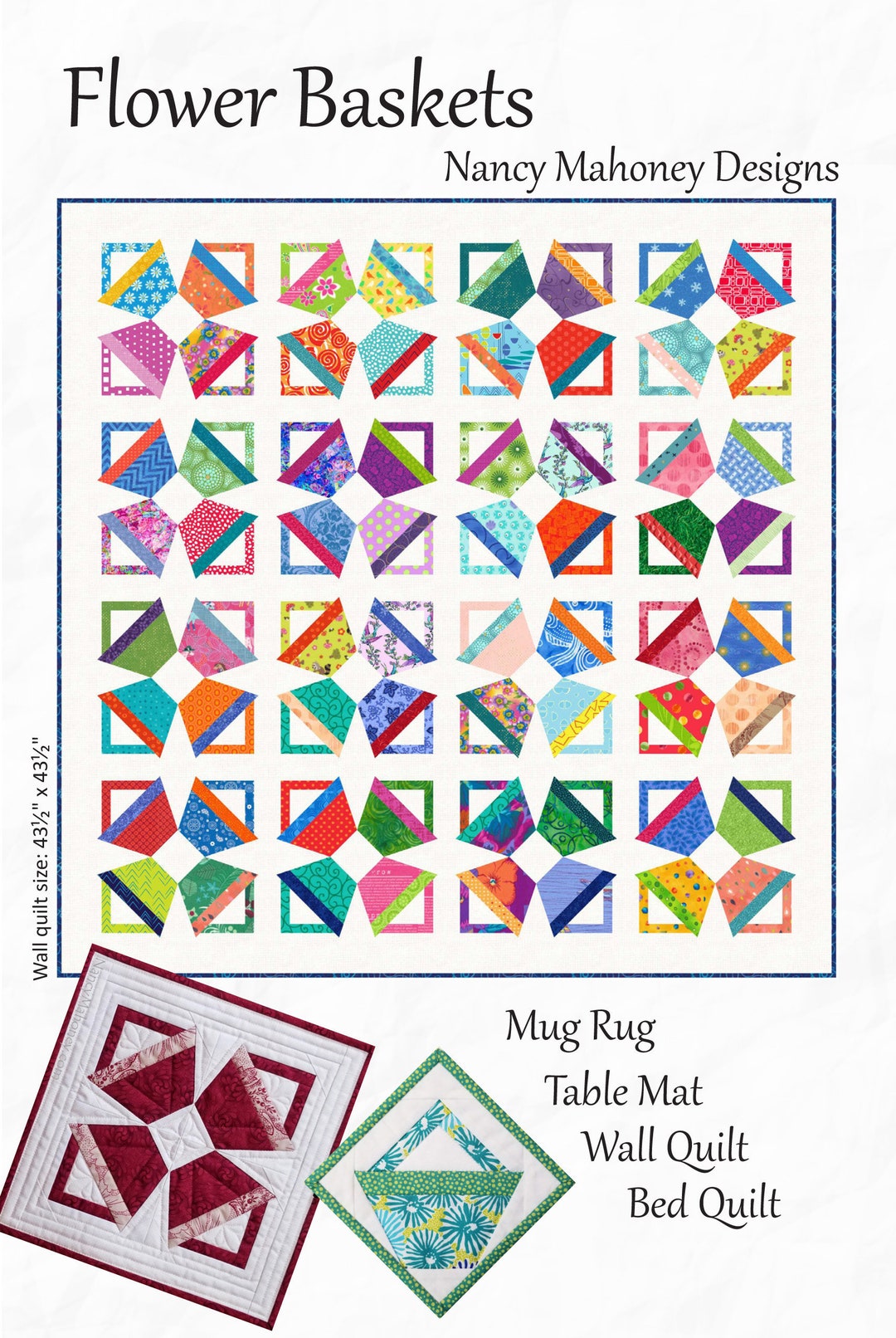 Flower Baskets Quilt Pattern (PDF Digital Download), Foundation Paper ...