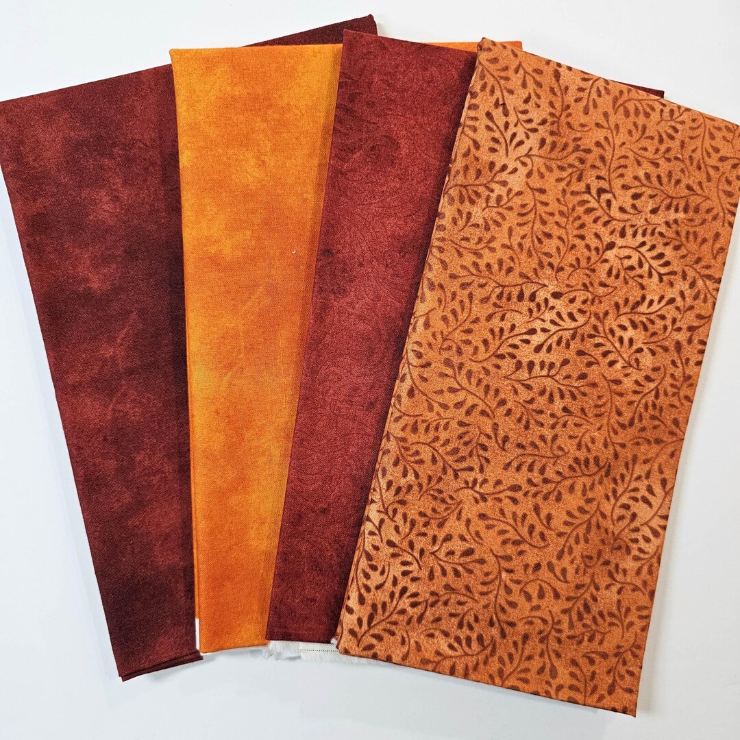 Fabric Bundle, 4 Red-rust-orange Prints From Suede and Bella Suede by P ...