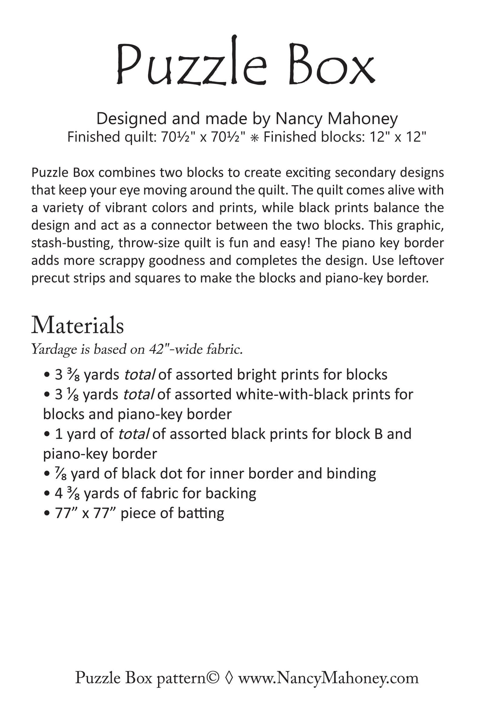 Puzzle Box Quilt Pattern PDF Digital Download - Etsy