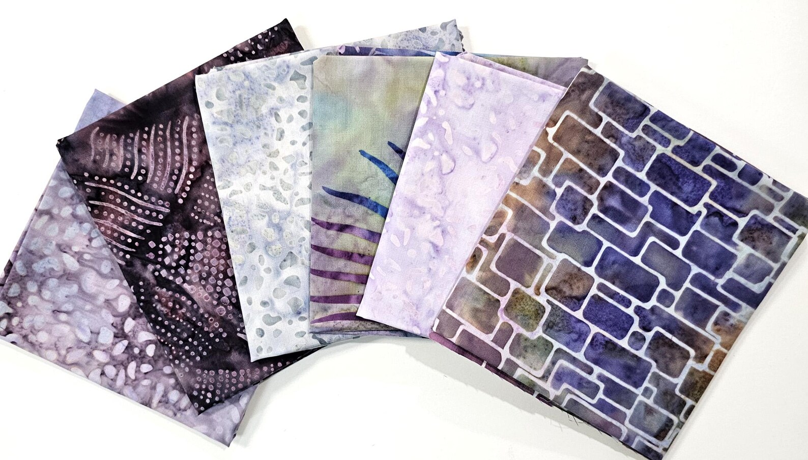 Scrap Bundle of 6 Coordinating Purple Batiks, Size Ranges From 13" X 14 ...